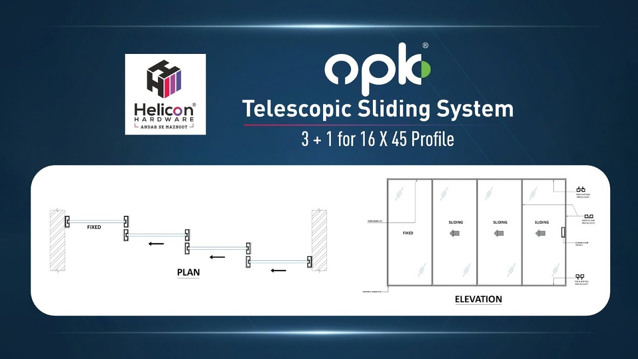 OPK Telescopic Sliding System 3 + 1 for 16 X 45 Profile - YouTube