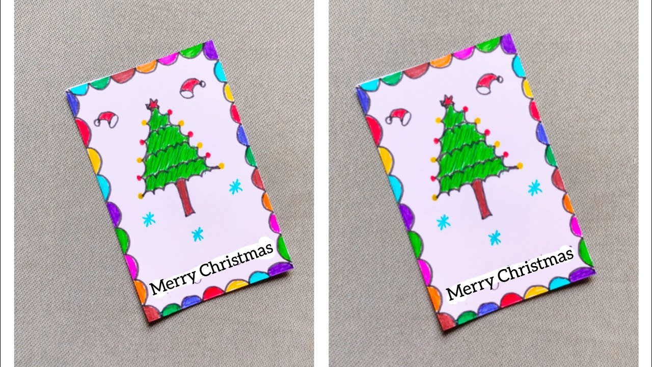 easy white paper Christmas card making | Christmas greeting card ideas ...