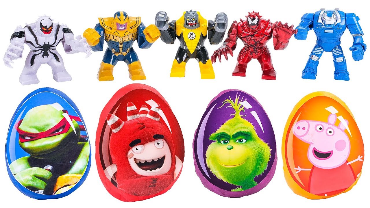 Surprise Eggs Toys with Lego! Ninja Turtles, Oddbods, Grinch, Peppa Pig ...