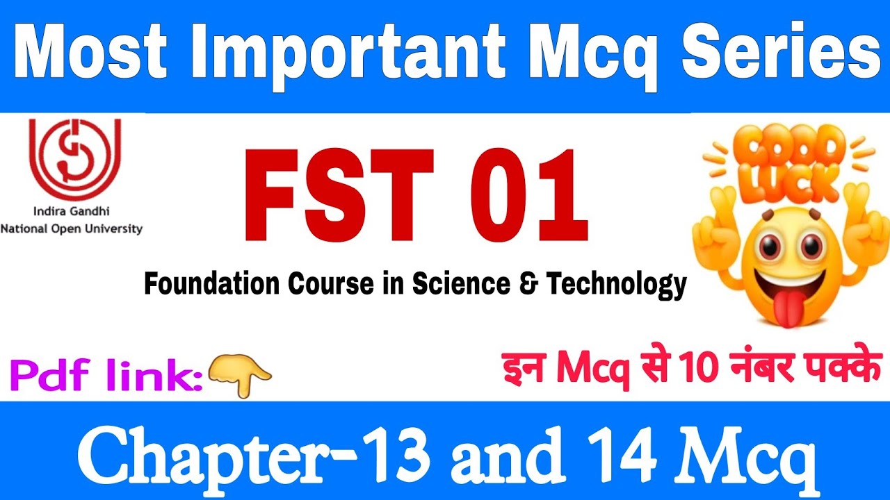 #ignou FST 01 Important Mcq Questions, Chapter -13 & 14 fst-1 mcq ...