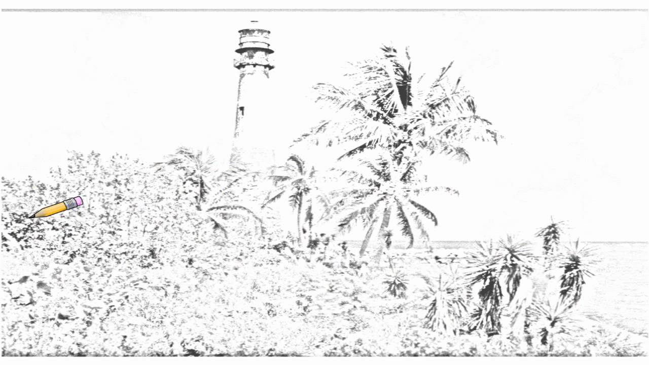 Auto Draw 2: Cape Florida Lighthouse, Key Biscayne Coastline, Miami ...