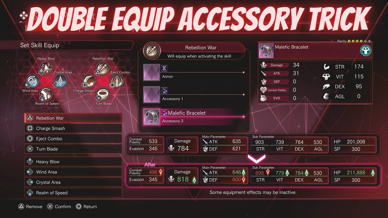 Sword Art Online Last Recollection Double Equip Accessory Trick - YouTube