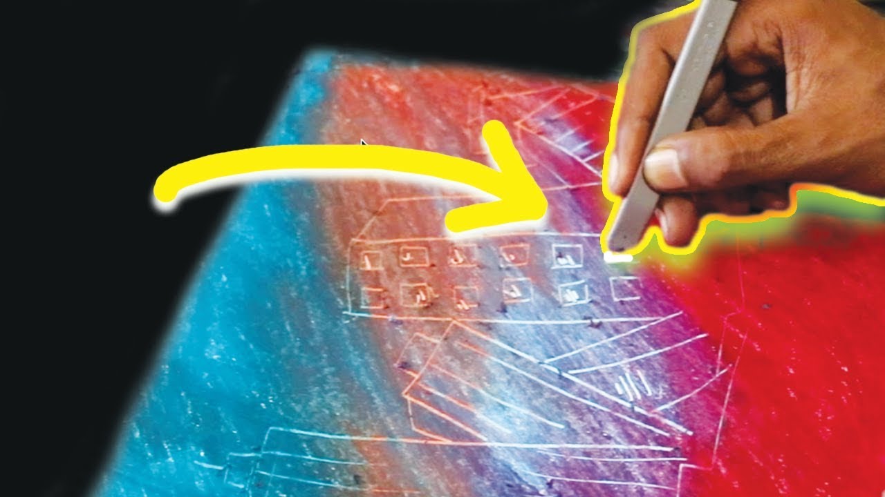 Easy | Sgraffito Technique | Oil Pastel with Cutter | Abstract Painting ...