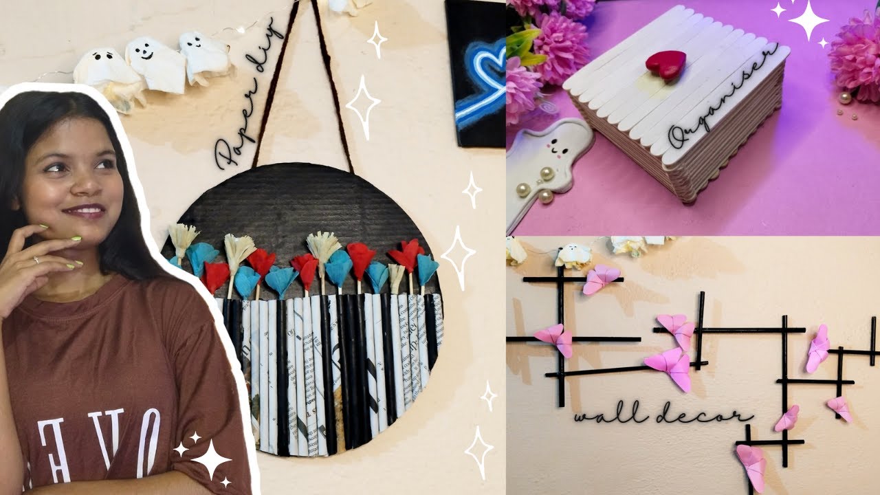 Best wall decor ideas using paper | Popsicle sticks craft | Diy ...