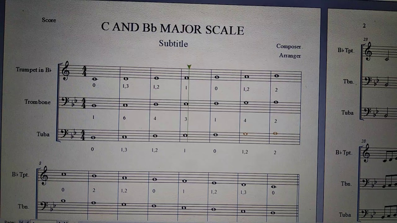 C/Bb Major Scale for Bb trumpet, Trombone and Tuba - YouTube