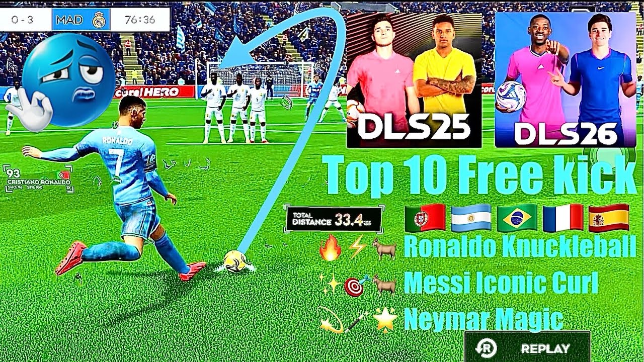 Top 10 Free Kicks in DLS 25 🔥 | Top 10 Free Kicks in DLS 26 ☠️ ...