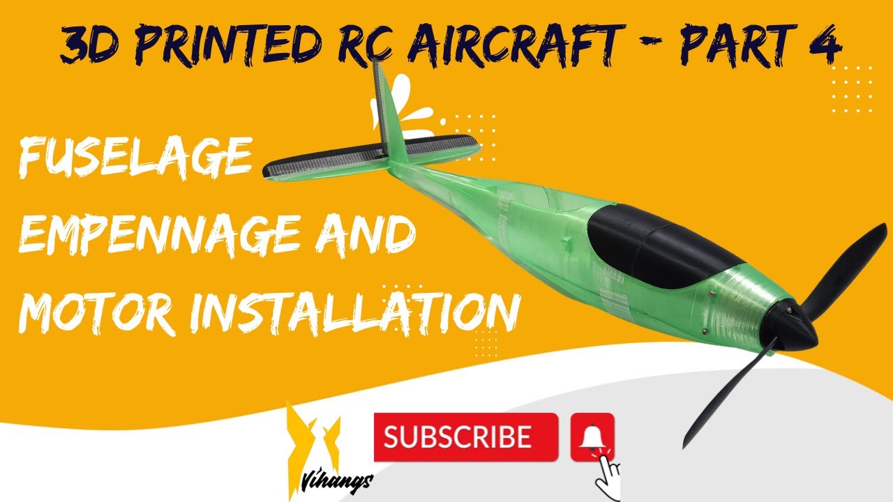 The fuselage, empennage assembly and motor installation, 3D printed RC ...
