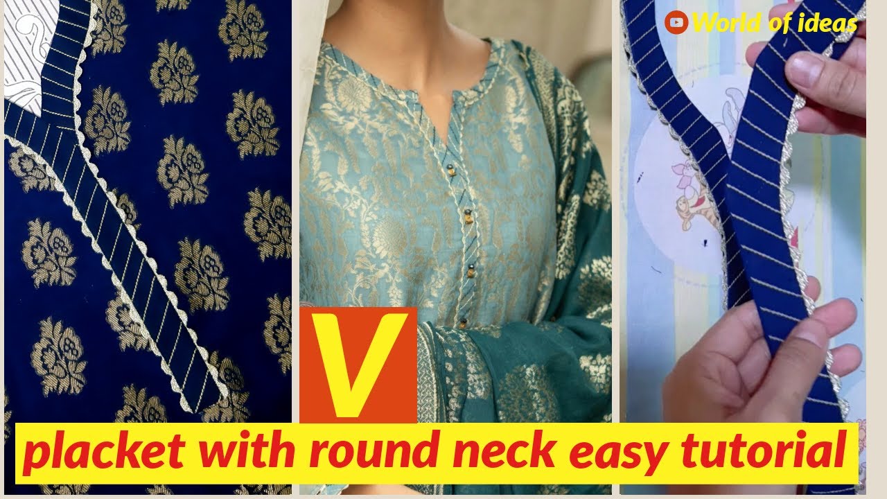 Trendy V Placket Round Neck Design with Lace Easy cutting & Stitching ...