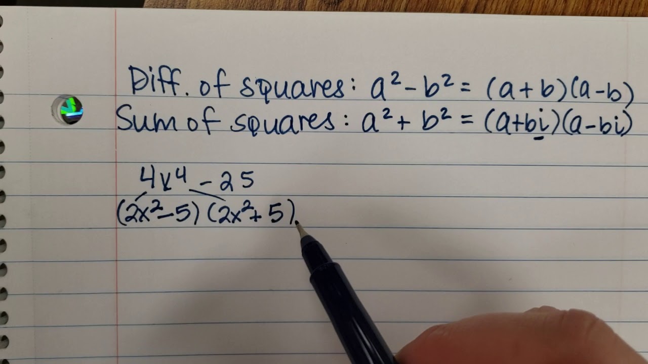 Factoring Difference and Sum of Squares - YouTube