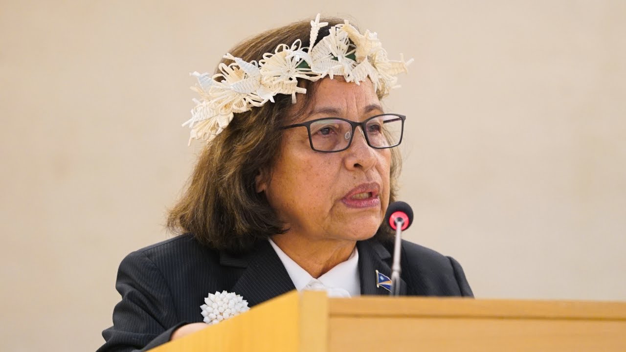 President Hilda Heine of the Marshall Islands addresses the Human ...