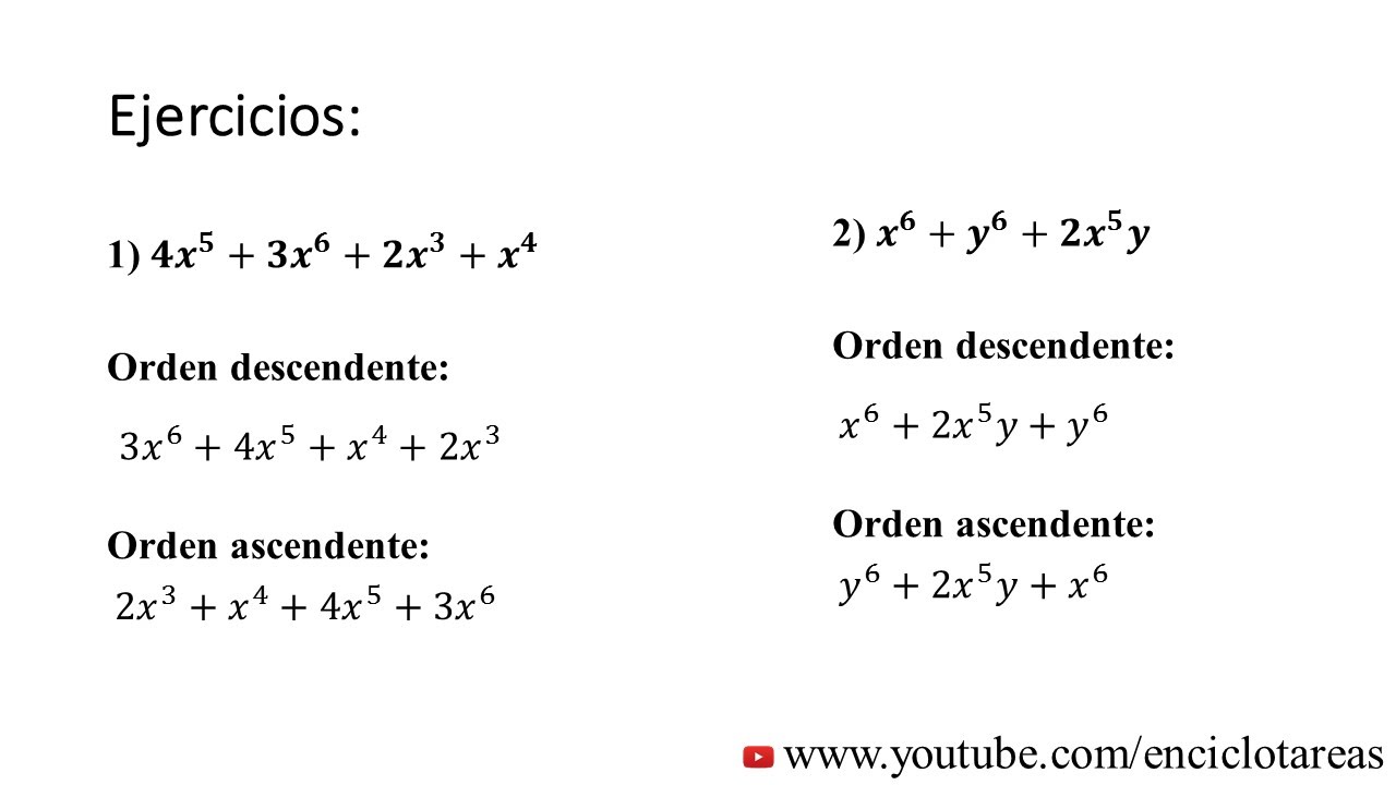 Ordenación de Polinomios - YouTube