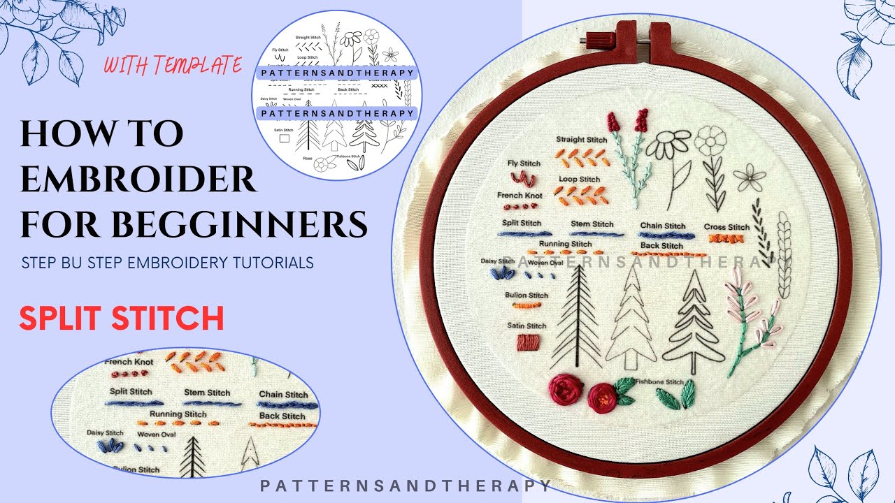 Embroidery Split Stitch Tutorial, How to Embroider for Begginer - YouTube