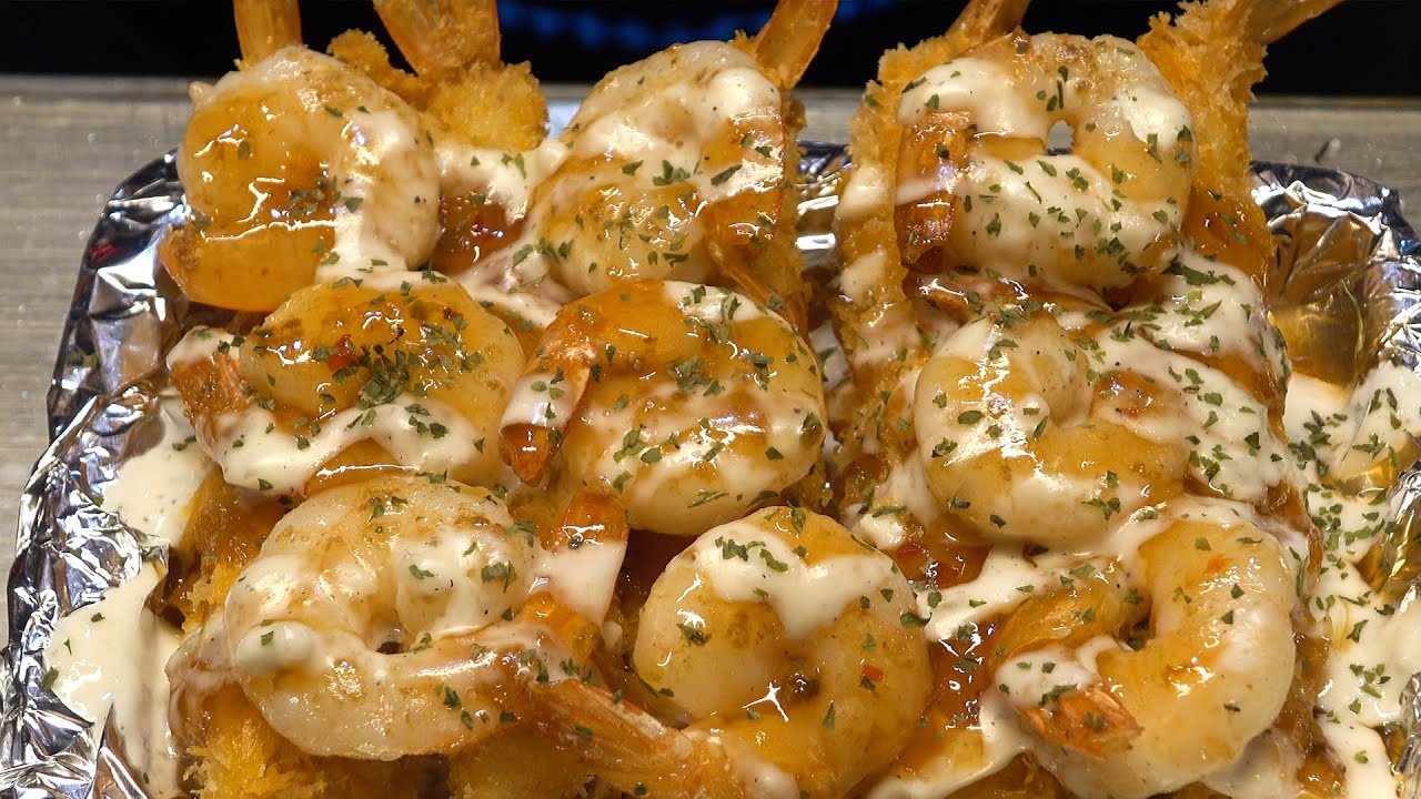 A box full of delicious shrimp! Shrimp box 맛있는 새우가 한박스 가득! 대구 칠성 야시장 ...