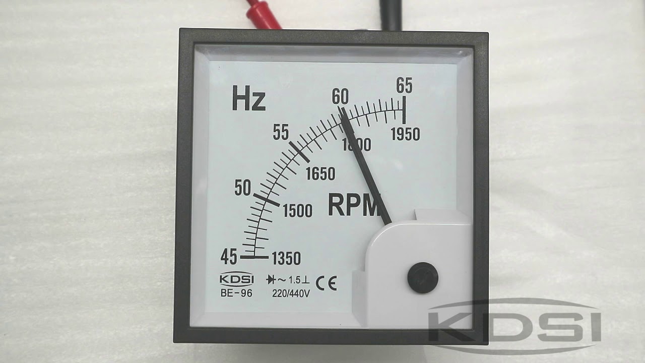KDSI BE-96 45-65HZ 1350-1950RPM 220V/440V analog hz panel meter - YouTube