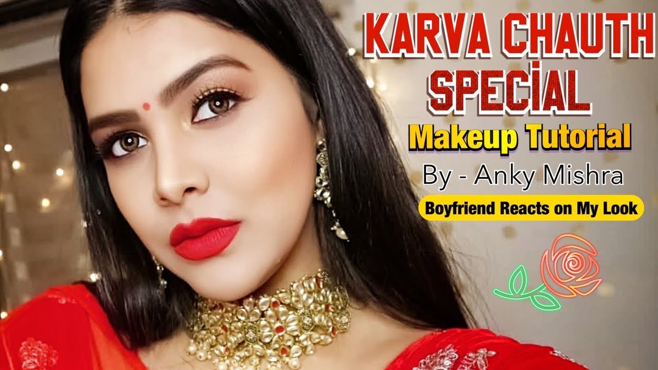 Karva Chauth Special | Makeup Tutorial | Boyfriend Reacts on My Look - YouTube