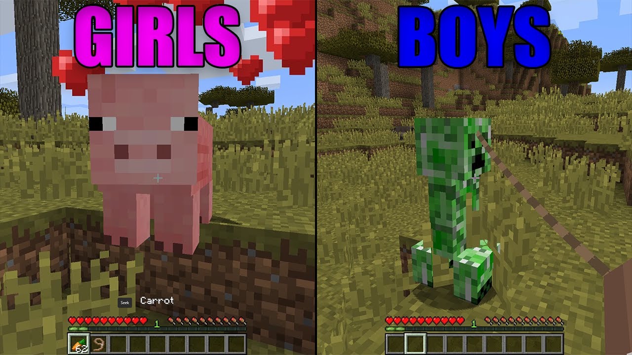 Boys VS Girls Playing Minecraft - YouTube