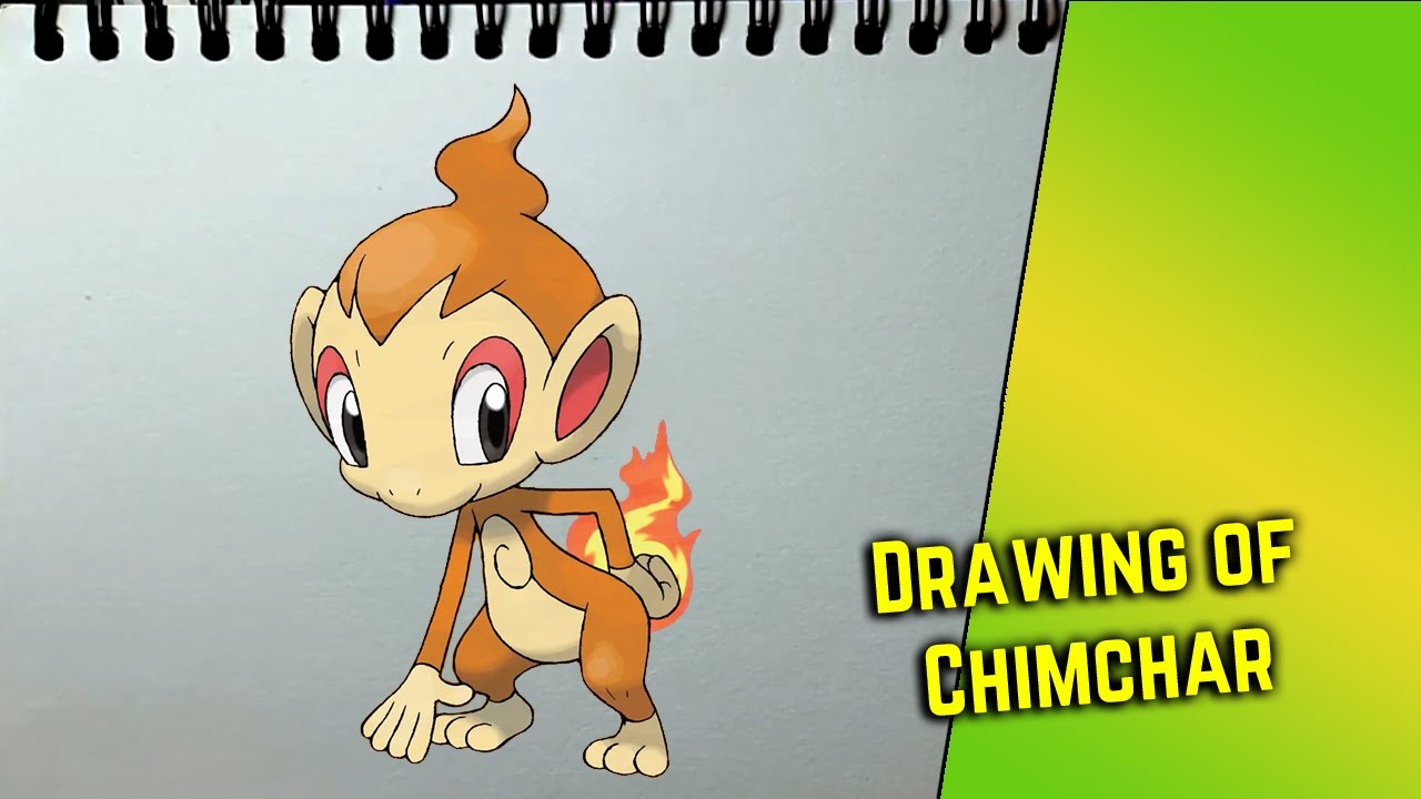 Drawing of Chimchar the fire Monkey Pokemon - YouTube