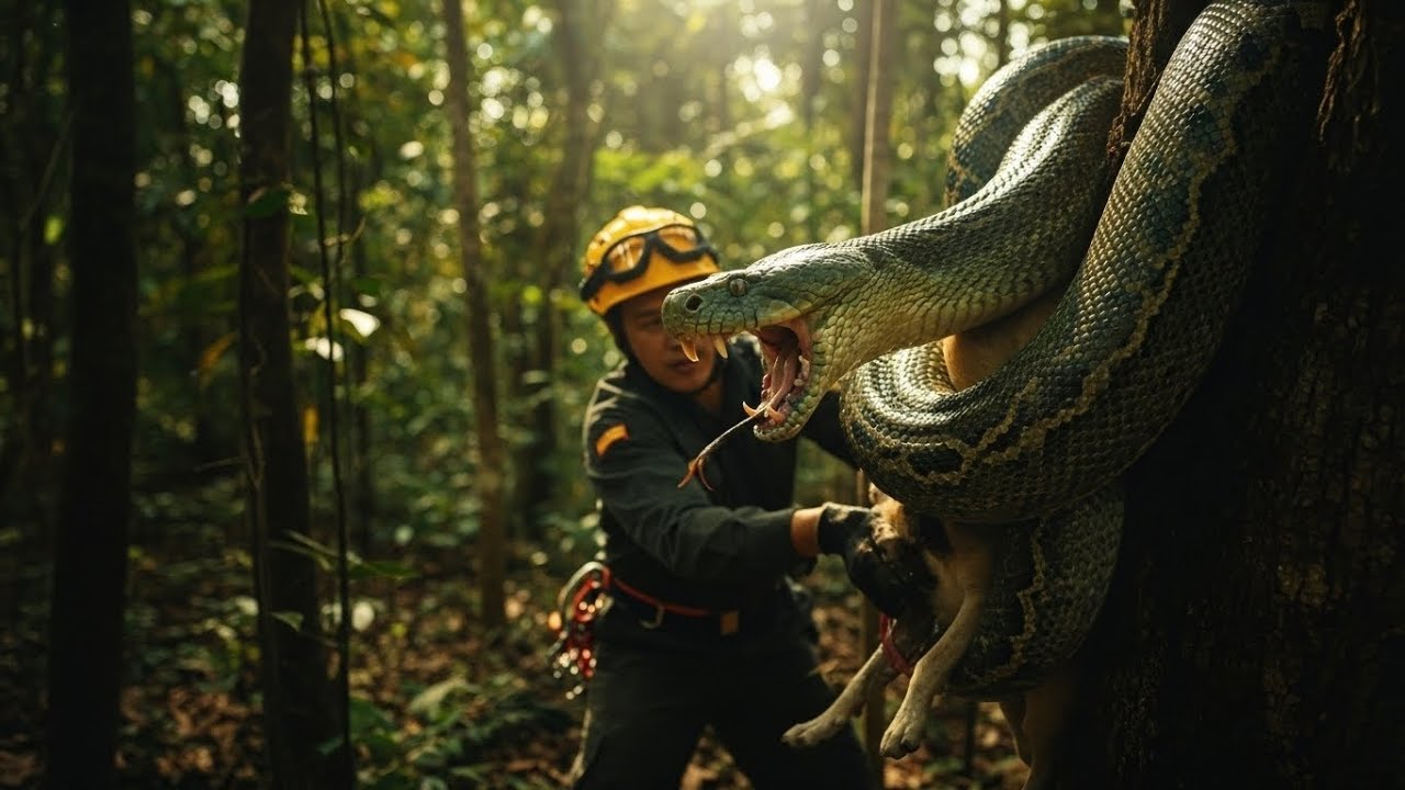 Forest Rescue Mission! 🐍🐶 Rescue Team Saves a Dog from a Giant Python ...