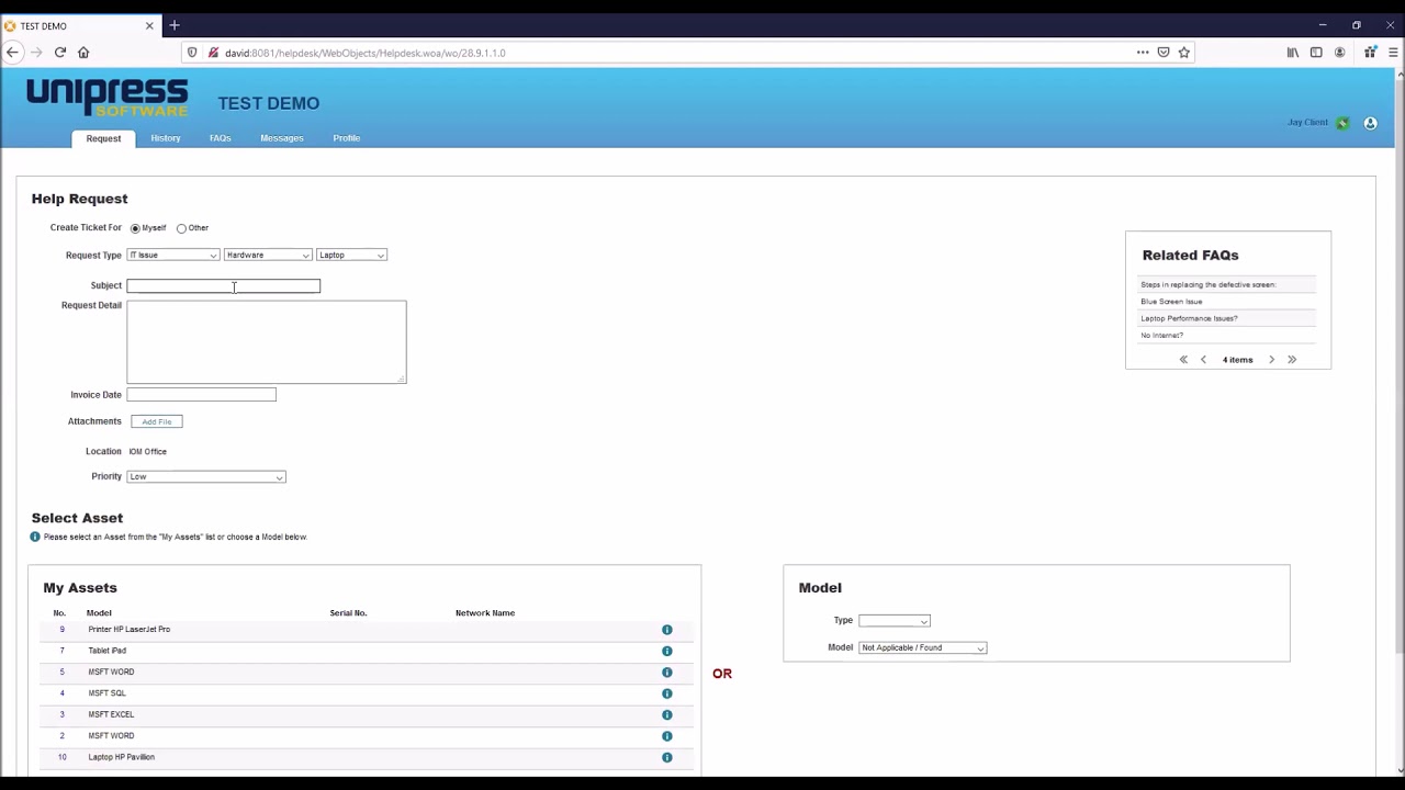How to raise a Web Help Desk Ticket from Client UI - YouTube