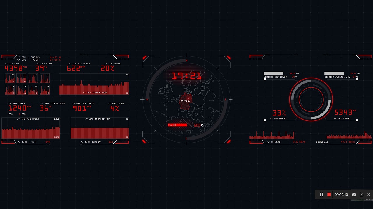 Interface 101 - Aida64 Sensor Panel 1920x480px by Exhumed - YouTube