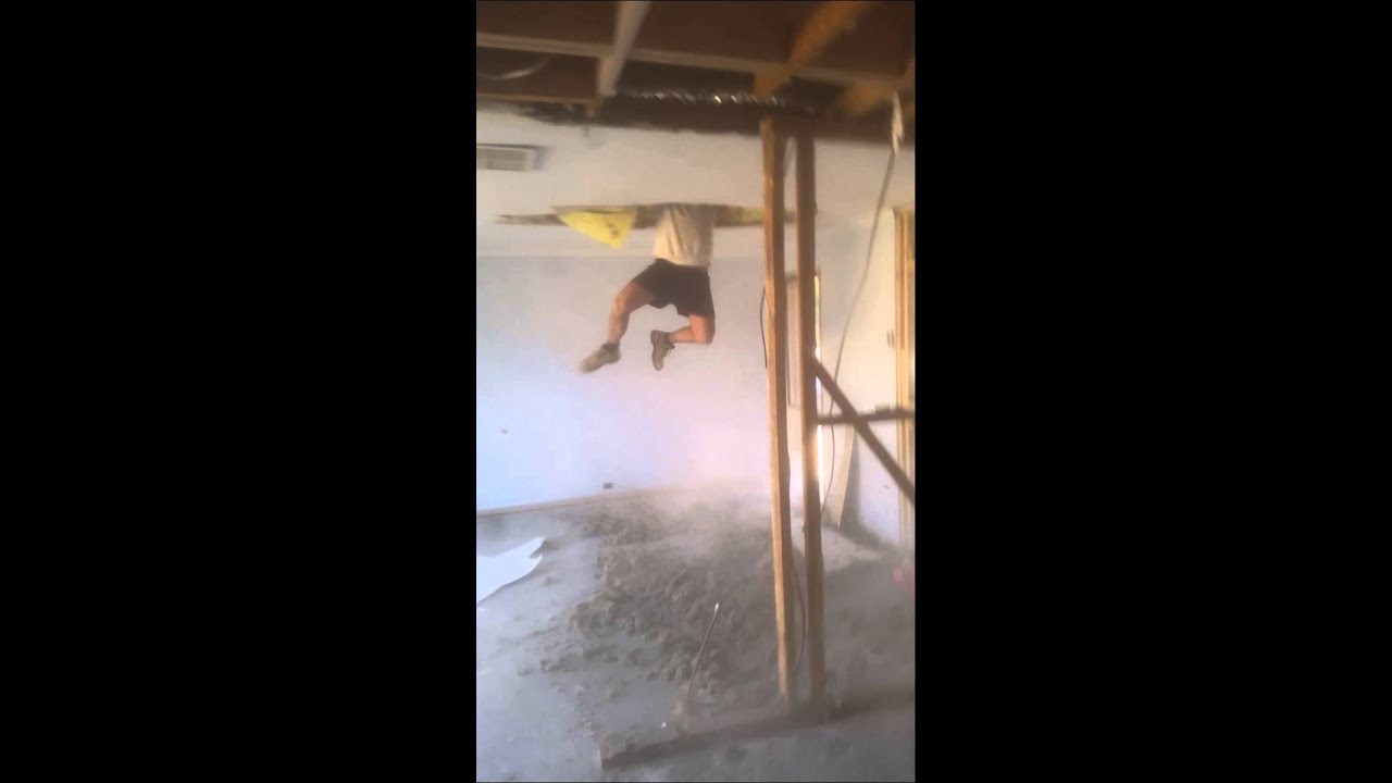 Tradie falling through cieling - YouTube