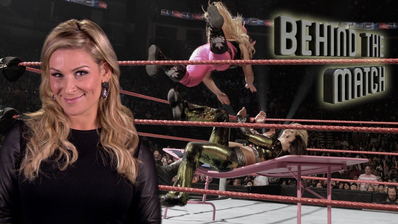 Natalya dives into the first-ever Divas Tag Team Tables Match - WWE ...