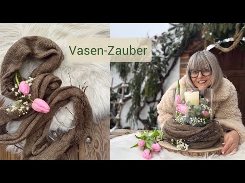 Vasen-Zauber: Deko-Idee mit einem Schal 🧣