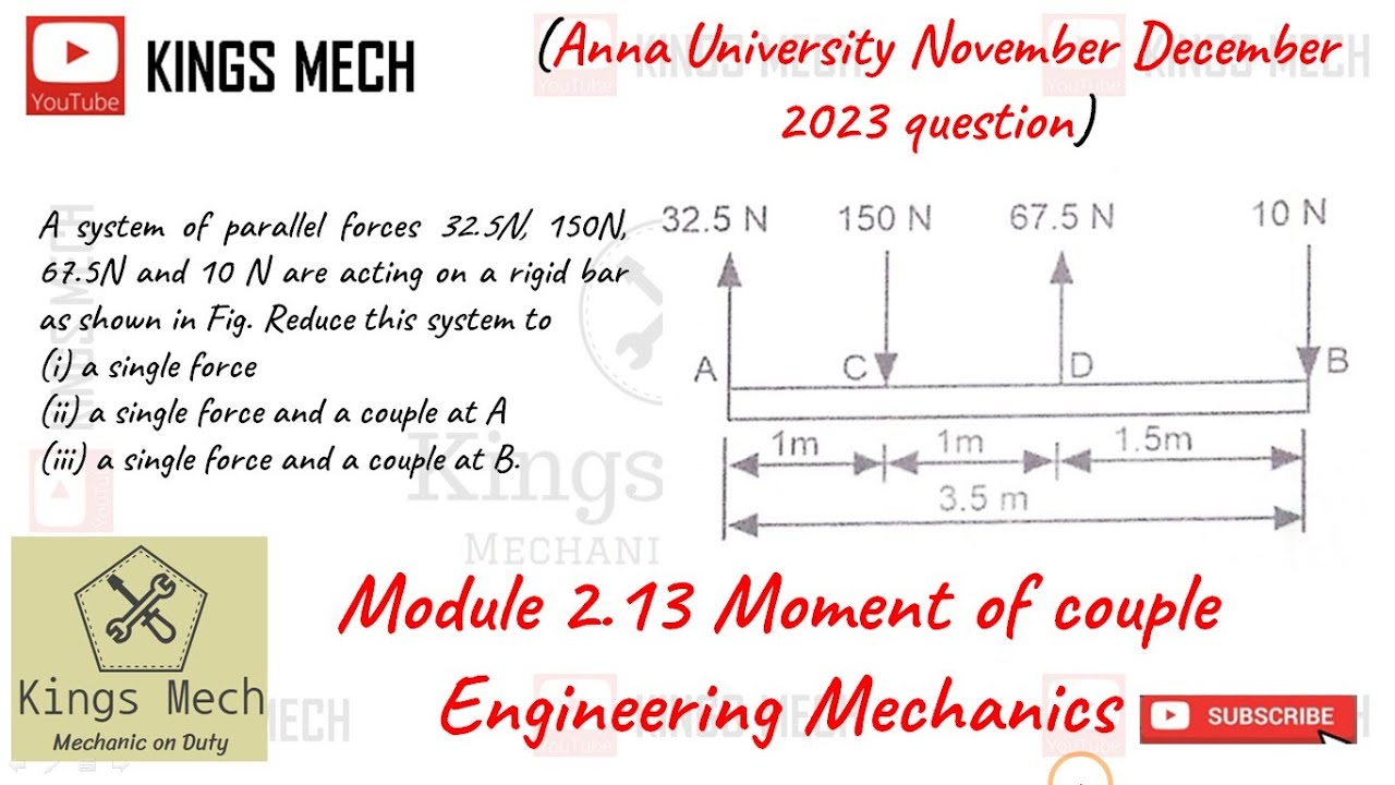 Moment of force Anna University November December 2023 Question - YouTube