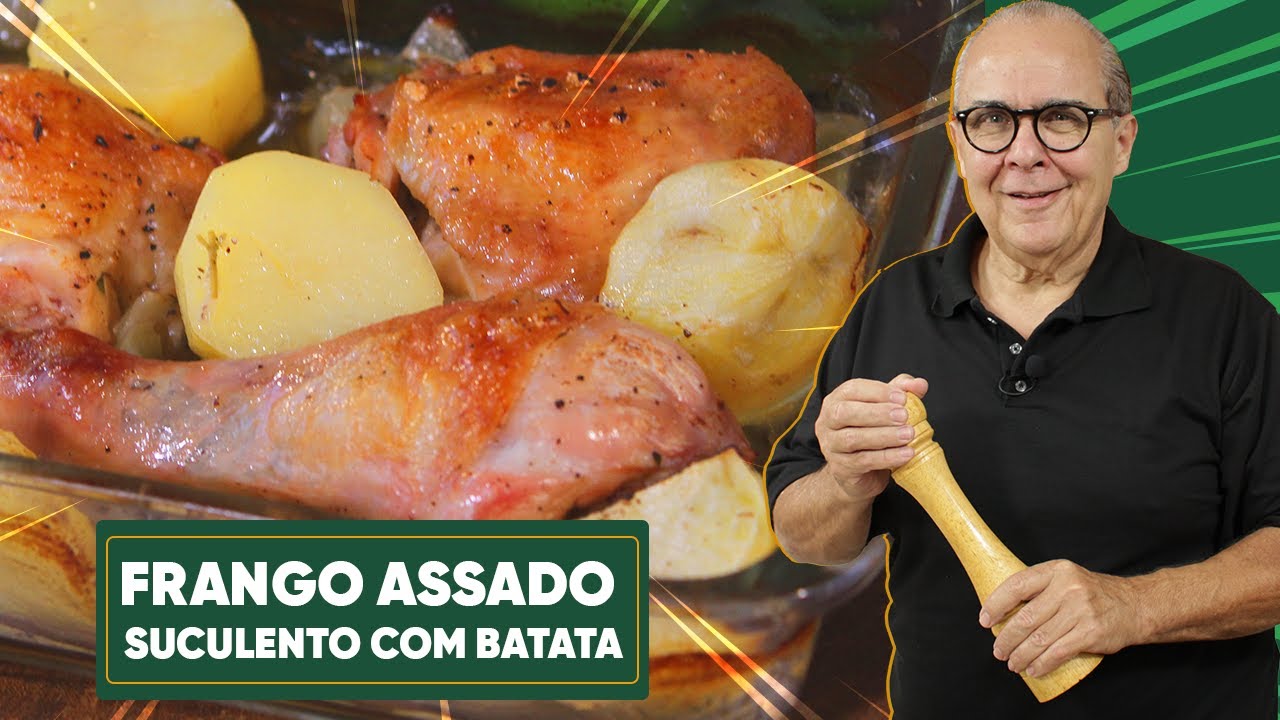 FRANGO ASSADO EM PEDAÇOS COM BATATA: Frango suculento, Batata Crocante ...