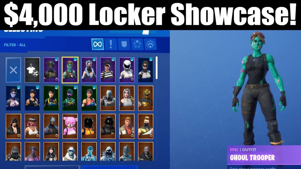 My $4000 Locker Showcase! 100+ Skins! (Galaxy iKonik Ghoul Trooper ...