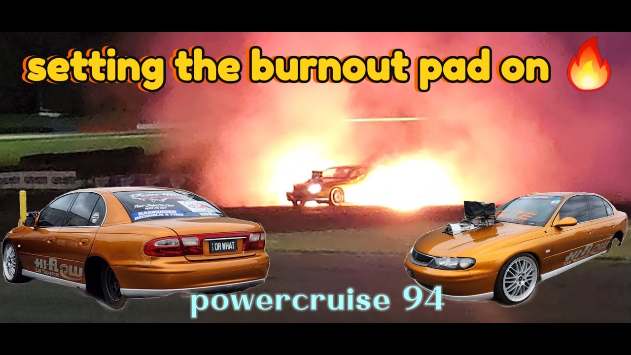 Setting the burnout pad on fire!!! **OR WHAT** at powercruise 94 - YouTube