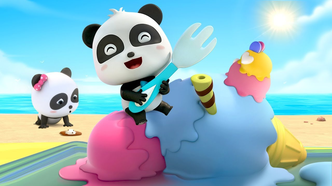 Ten Ice Creams on the Beach | Little Panda Chef | How to Make Ice ...