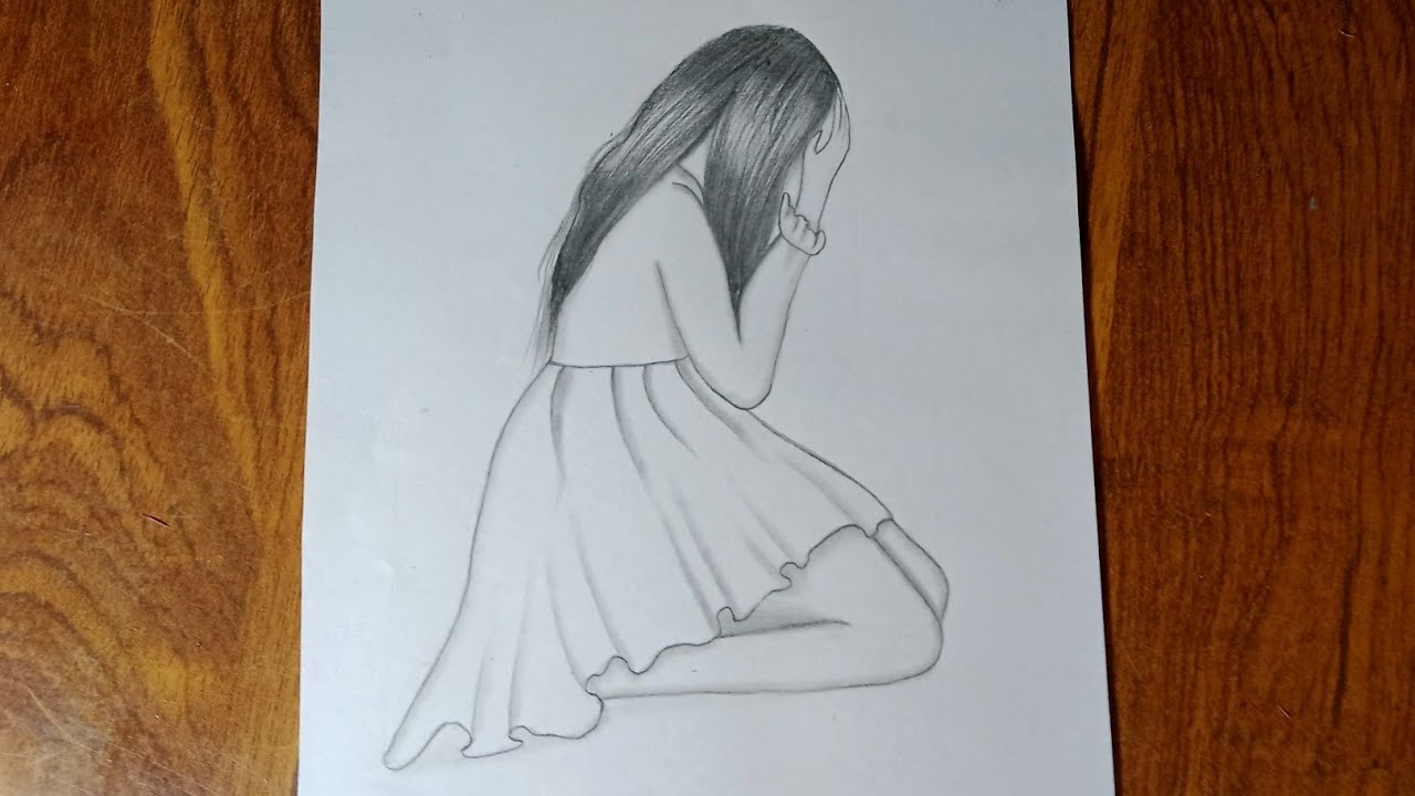 Alone Girl Pencil sketch || How to draw a sad girl for beginners ...