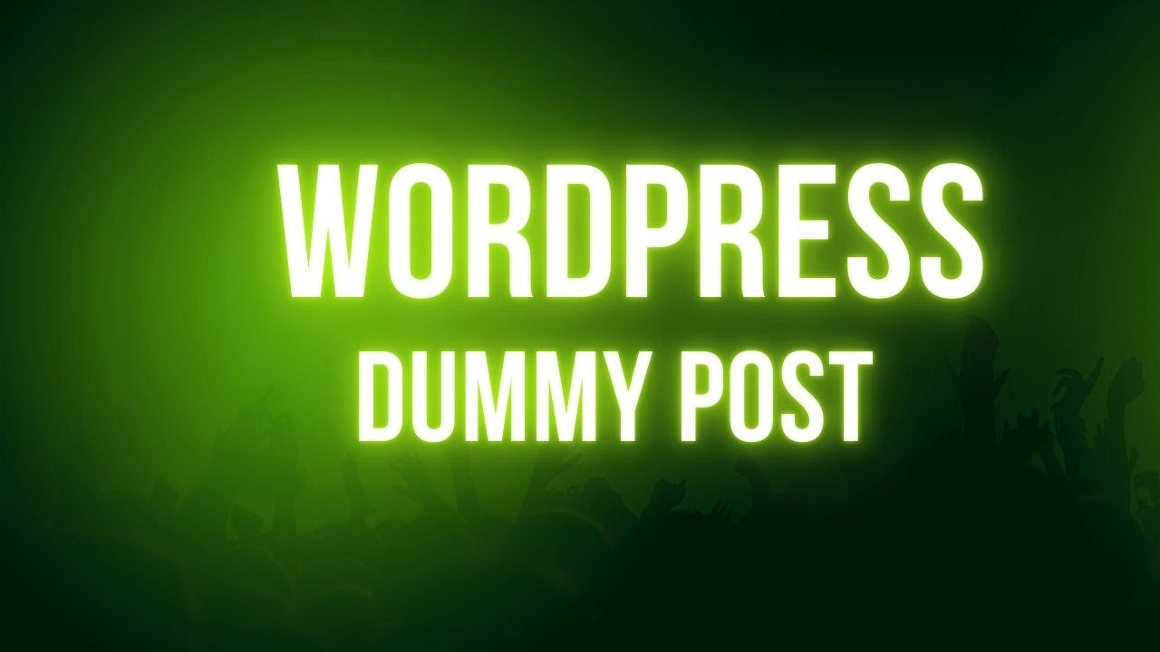 WordPress dummy post generate - YouTube