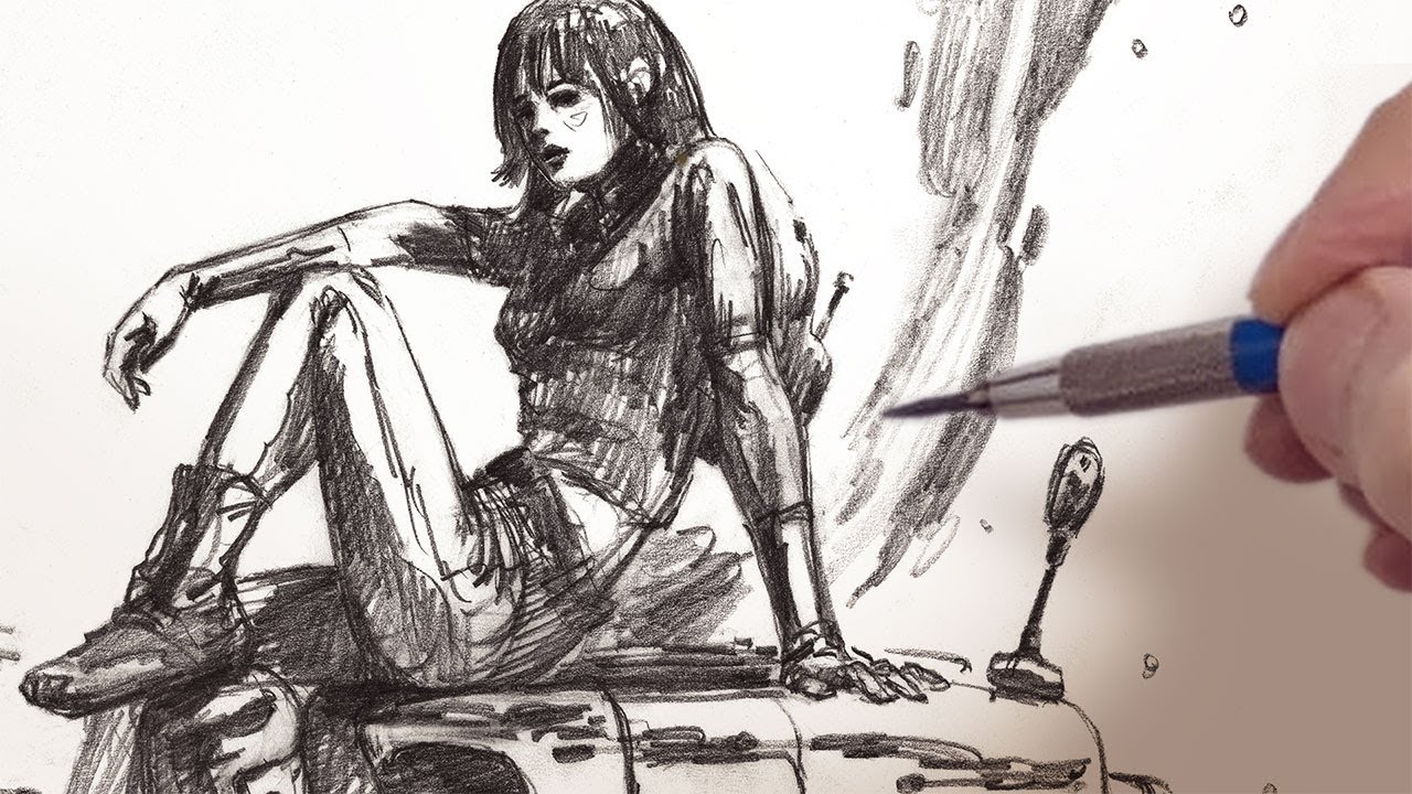 Drawing A Character On Paper - YouTube