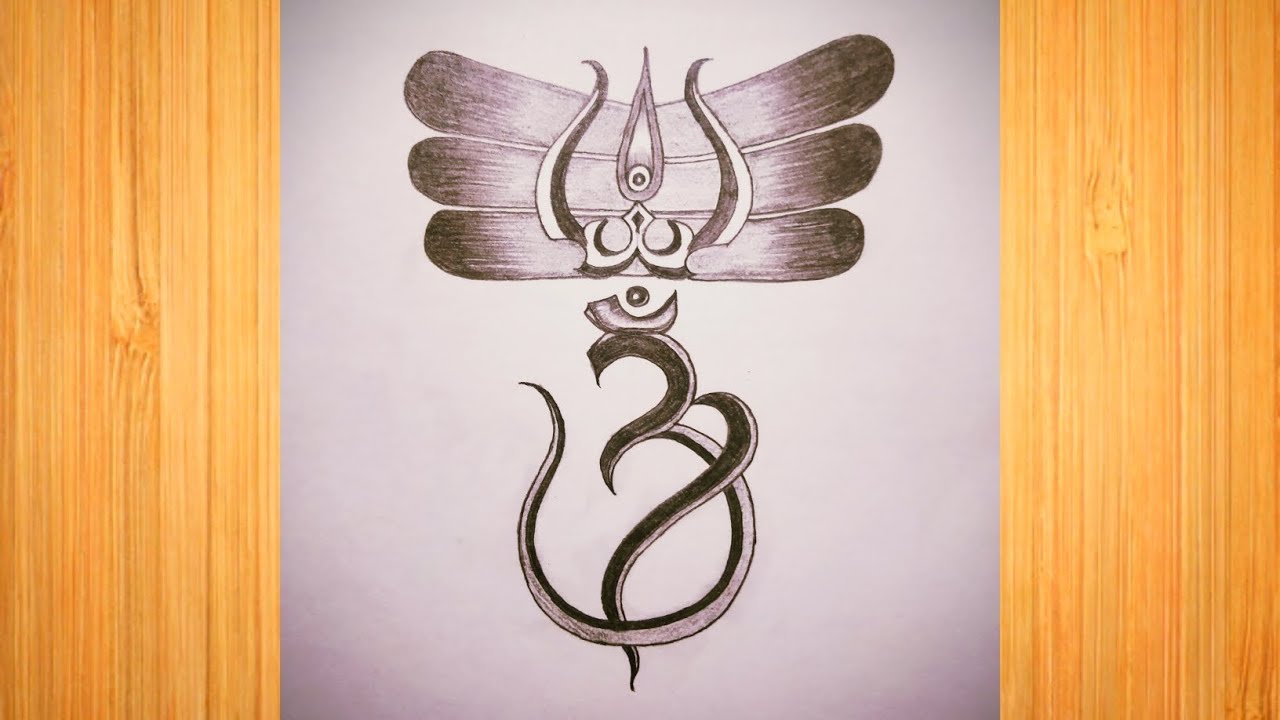 Mahadev New Logo Drawing | Trishul & Om Combination Logo Drawing Step ...