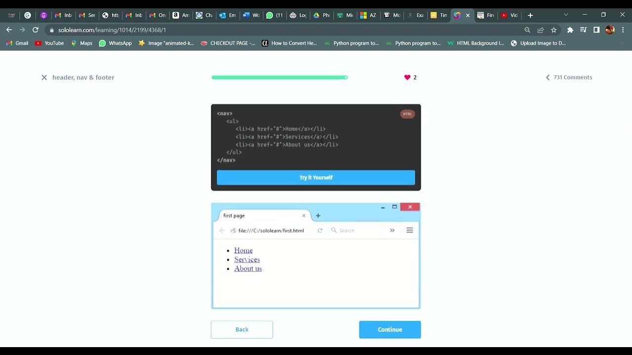 header, nav & footer|HTML5|SOLOLEARN Answers - YouTube