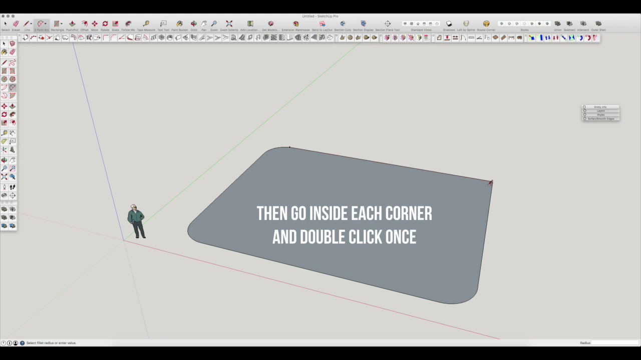 QUICK TUT: MAKE ROUND CORNERS WITH ARC TOOL IN SKETCH UP | SKETCHUP LAB ...