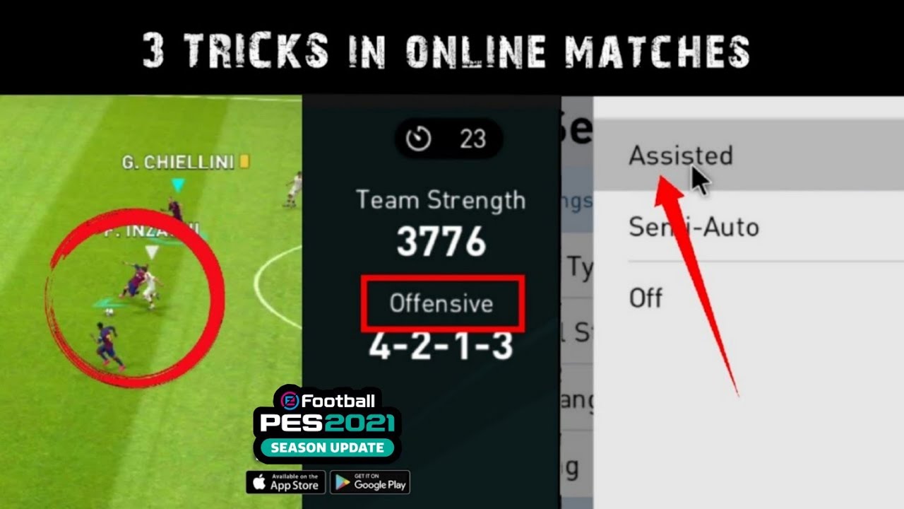 3 Tricks you are Missing to use in Online matches __Pes 21 Mobile - YouTube