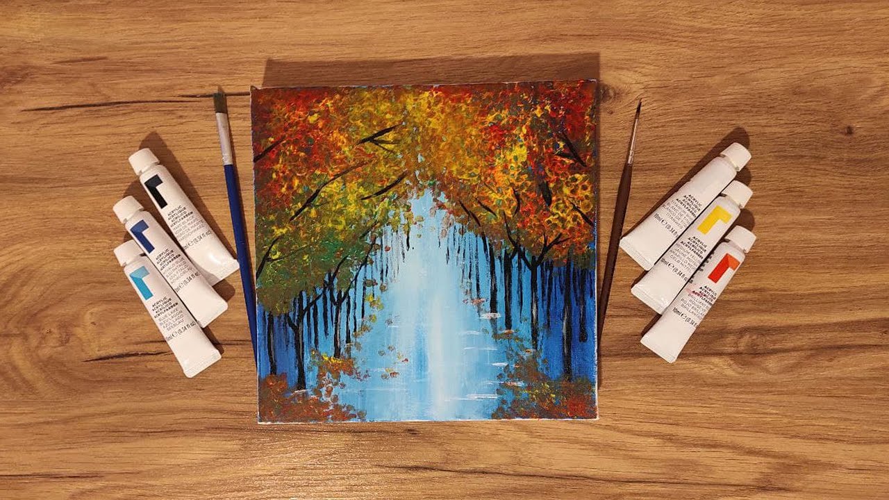 How to paint fall / acrylic painting / Step by step / easy painting ...