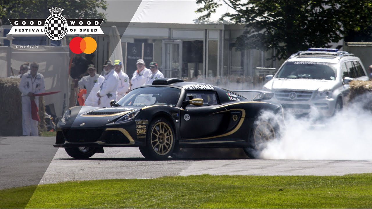 Donuting a rally-spec Lotus Exige at Goodwood - YouTube