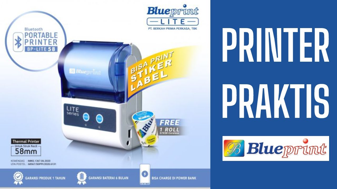 Printer Thermal Portable Bluetooth Blueprint BP LITE58 - YouTube