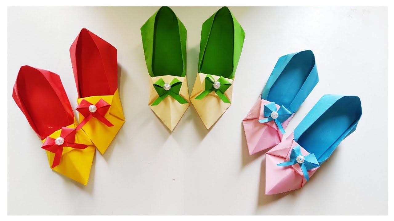 How to Make Paper Shoes | Paper Shoes Craft | Origami Shoes | Simple ...