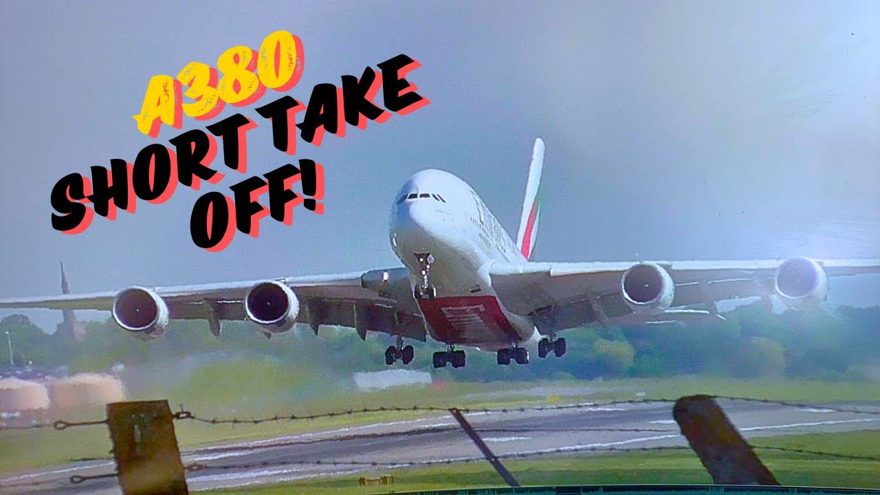 A380 SHORT TAKE OFF!😱 - YouTube