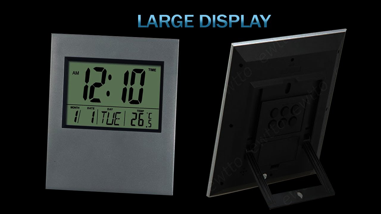 LARGE DISPLAY LCD CLOCK 2803 - YouTube