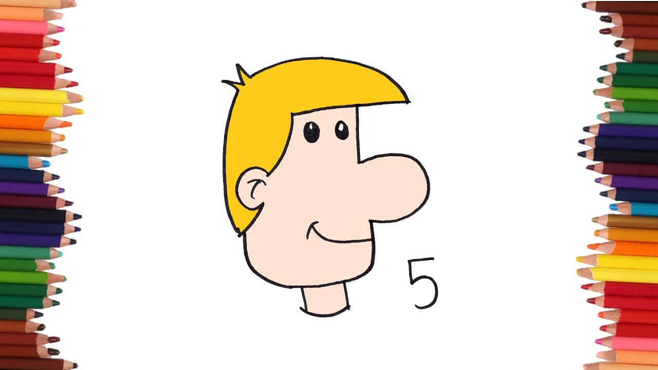 How to draw a face using the number 5 - YouTube