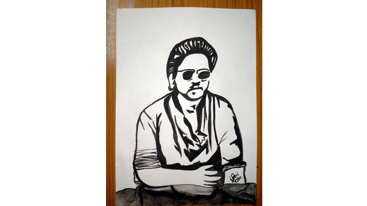 HAPPY BIRTHDAY SRK😇 HOW TO DRAW SKETCH OF SRK || SRK BLACK AND WHITE ...