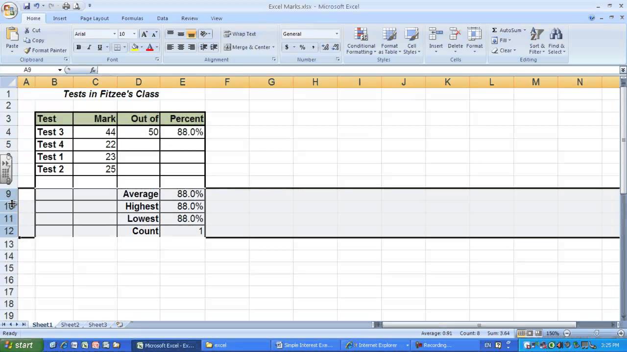 Excel Basics Part 6 - Absolute References, Fill Series, and Show ...