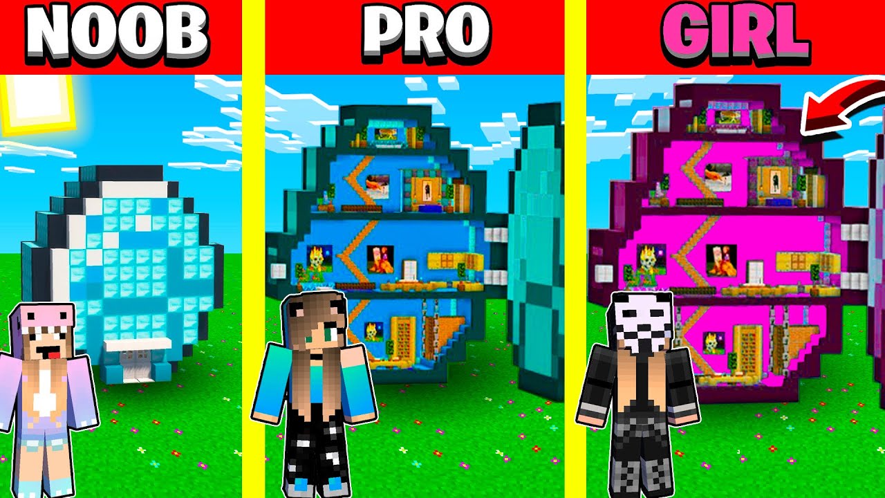💫Minecraft Battle: GOLD vs DIAMOND vs RAINBOW INGOT HOUSE BUILD ...