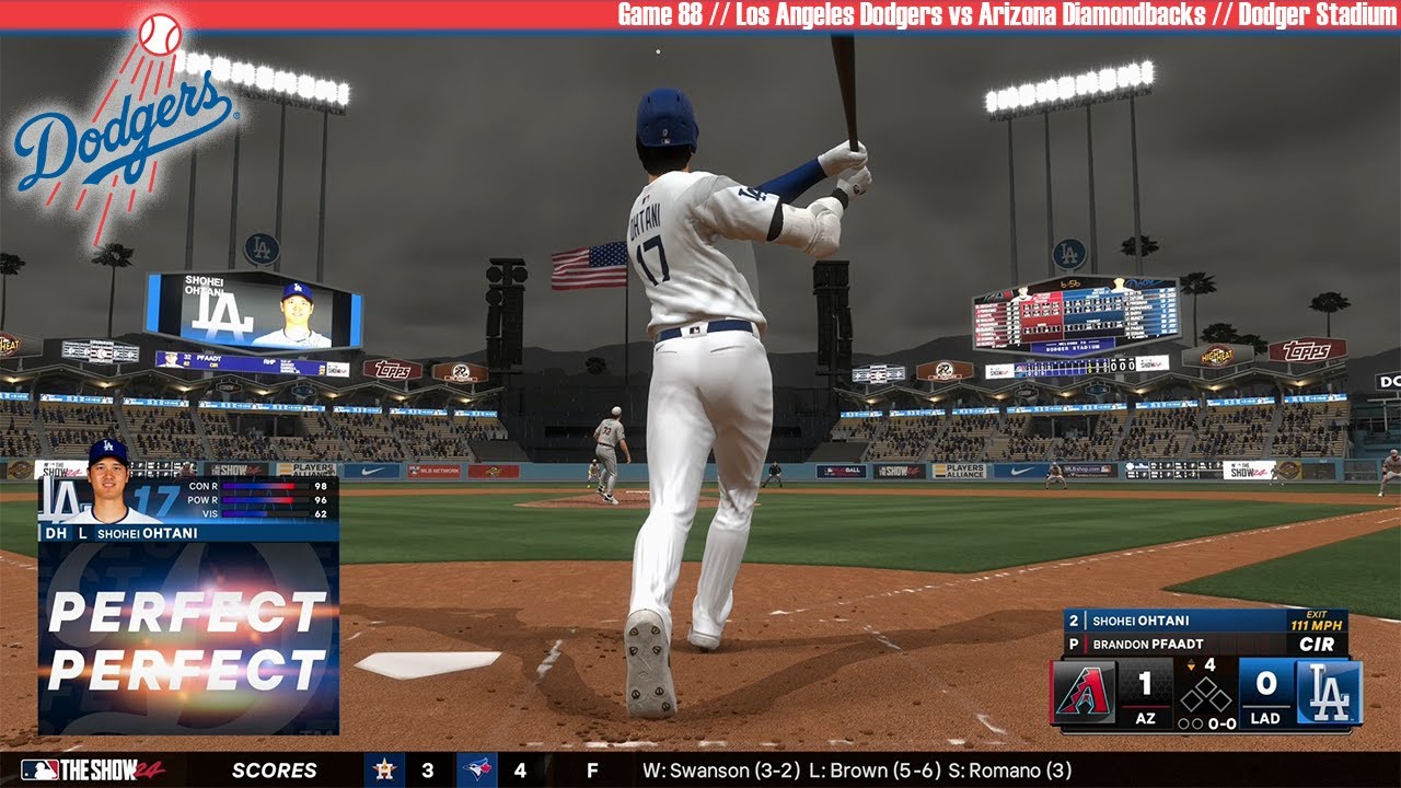 MLB The Show 24 | Los Angeles Dodgers vs Arizona Diamondbacks | Game 88 - YouTube